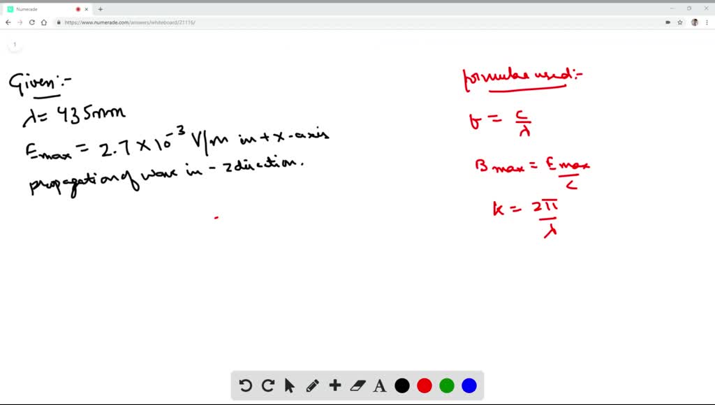 SOLVED:An electromagnetic wave of wavelength 435 nm is traveling in ...