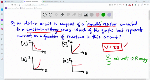 SOLVED: An electric circuit contains a variable resistor connected to a source of constant ...