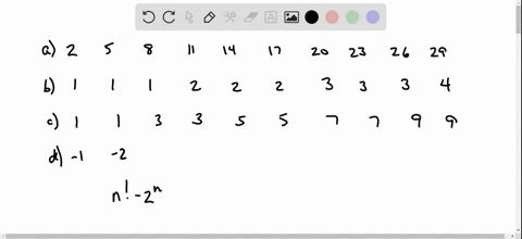 SOLVED:List the first 10 terms of each of these sequences. a) the ...