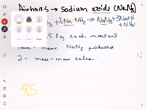 SOLVED:Sodium azide, an explosive chemical used in automobile airbags ...