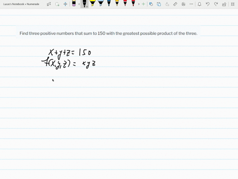 SOLVED:Find three positive numbers that sum to 150 with the greatest ...