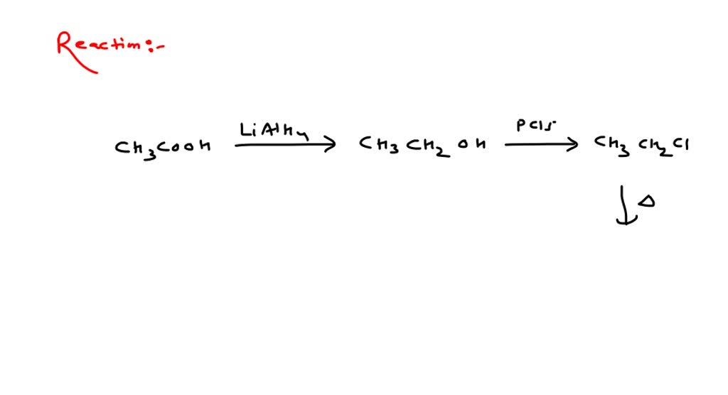 The reagents required to convert acetaldehyde into acetylene are a. Cl2 ...