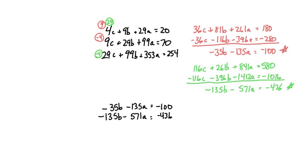 SOLVED:The sums have been evaluated. Solve the given system for a, b ...