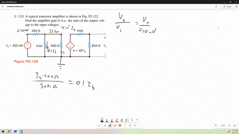 SOLVED: A typical transistor amplifier is shown in Fig. P2.84. Find the amplifier gain G ...