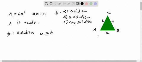 SOLVED:Using the Law of Sines In Exercises 35-38 , find values for b such that the triangle has ...