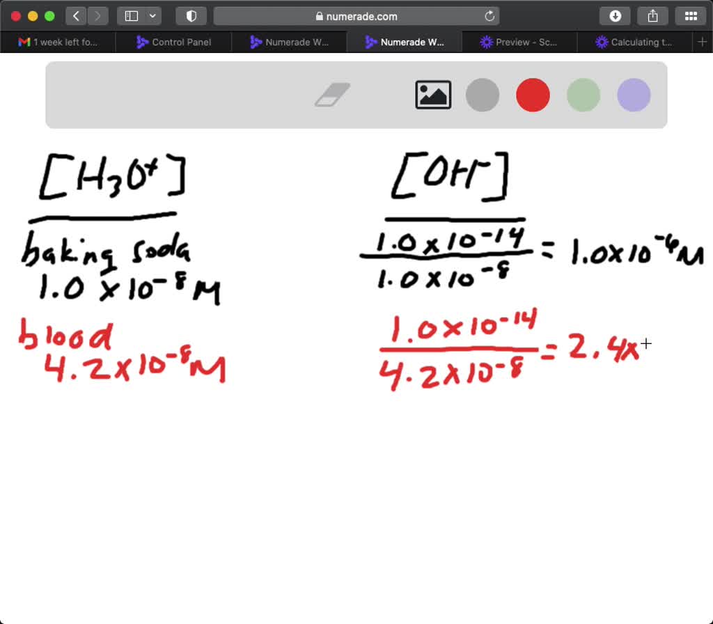 SOLVED:Calculate the [OH'] of each aqueous solution with the following [H3 O^+]: a. baking soda ...