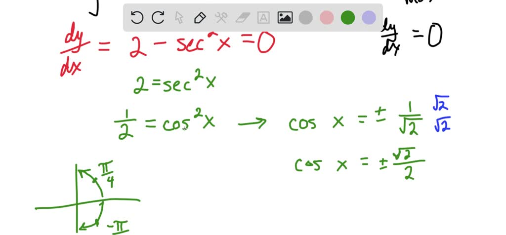 SOLVED:Determine the local maximum point on the curve y=2 x-tanx, where ...
