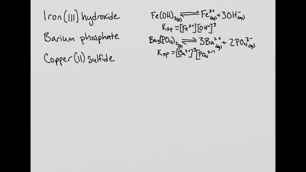 SOLVED:Write the ion-product expressions for (a) iron(MI) hydroxide; (b ...