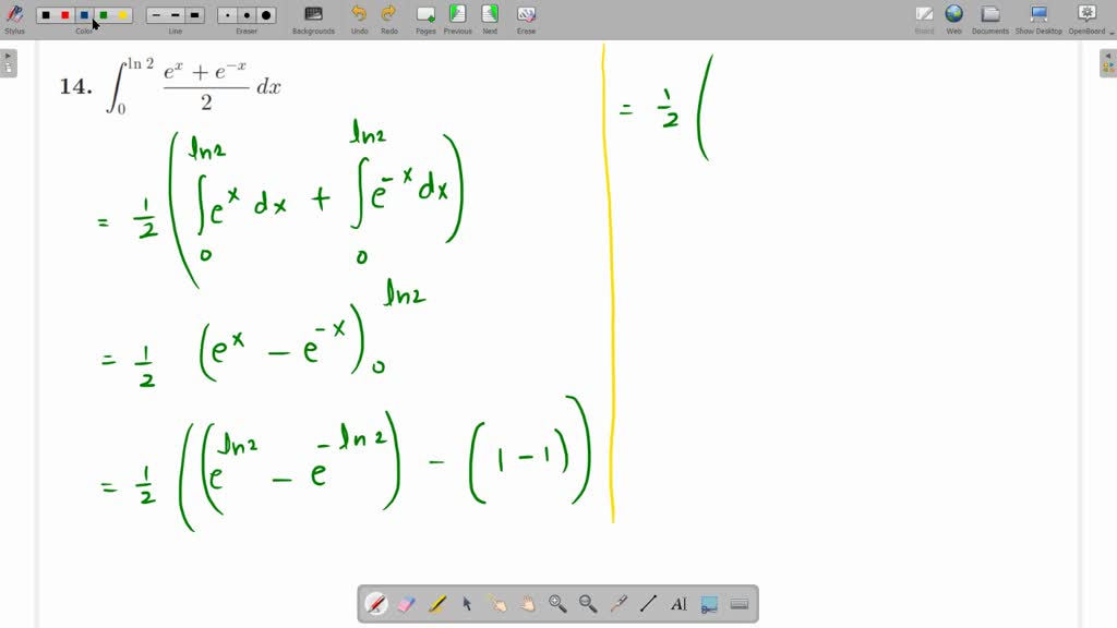 SOLVED:Evaluate the given integral. ∫0^ln2 (e^x+e^-x)/(2) d x