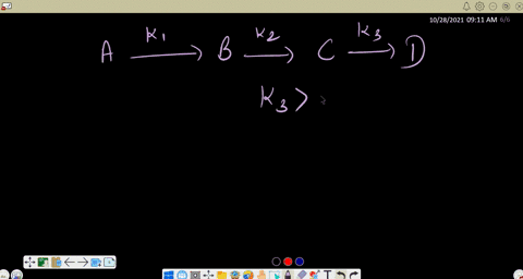 SOLVED:For the reaction: A K1 B K2 C K3 D, where K3>K2>K1 ; the rate of formation of D is ...
