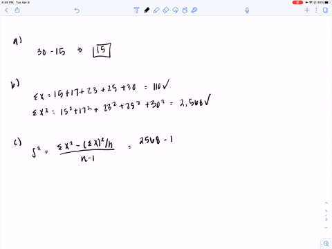 SOLVED:(a) Using the computation formula for the sample sum of squares ...