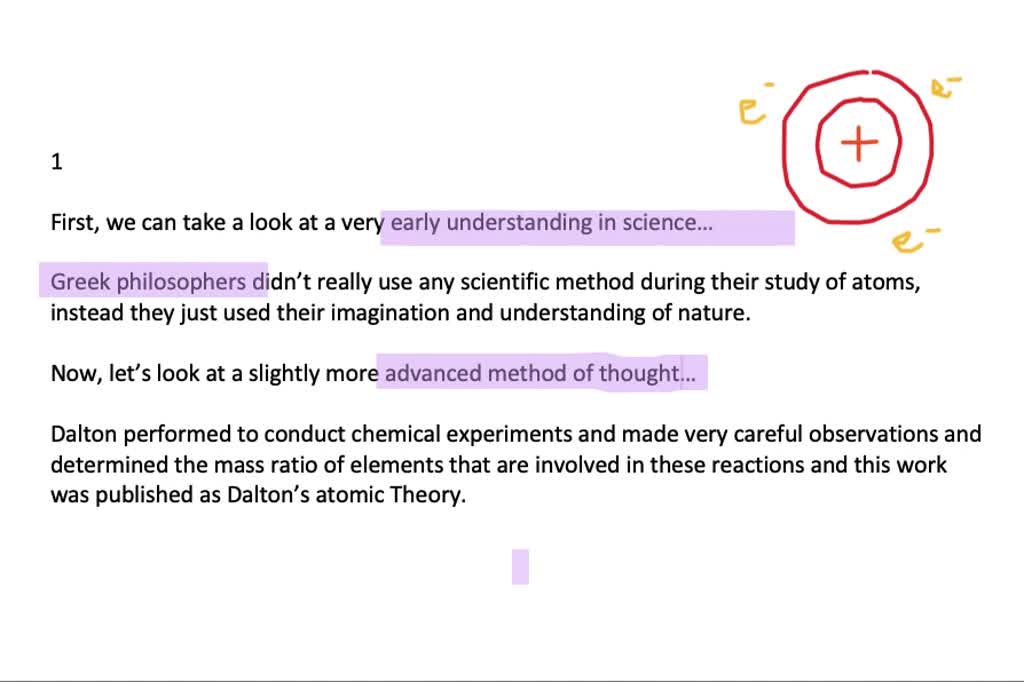 SOLVED: Contrast the methods used by the Greek philosophers and Dalton ...