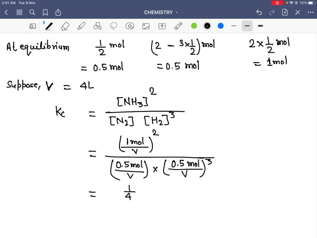 SOLVED:One mole of N2( g) is mixed with 2 moles of H2( g) in a 4 litre vessel. If 50 % of N2( g ...