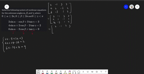 ⏩SOLVED:Solve the following system of nonlinear equations for the… | Numerade