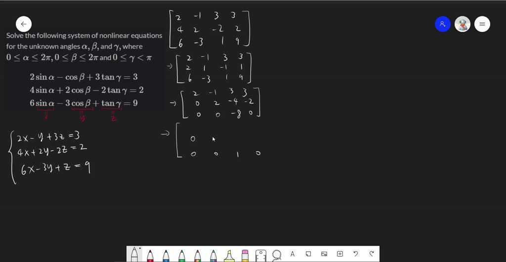 Solve the following system of nonlinear equations for the unknown ...