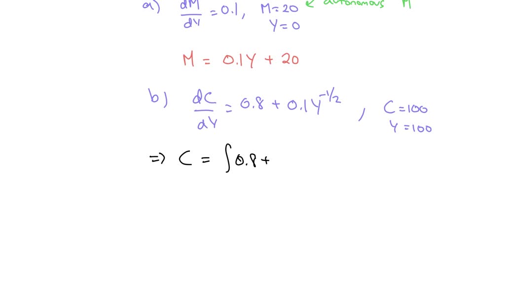 SOLVED:(a) Given the marginal propensity to import M^'(Y)=0.1 and the ...