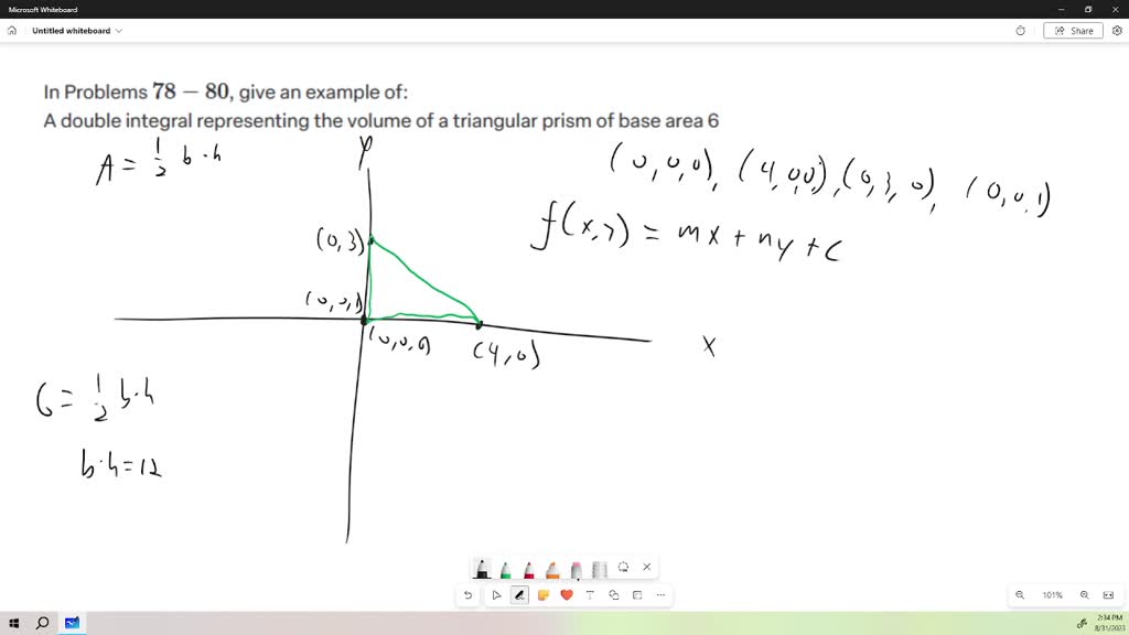 Give an example of: A double integral representing the volume of a ...