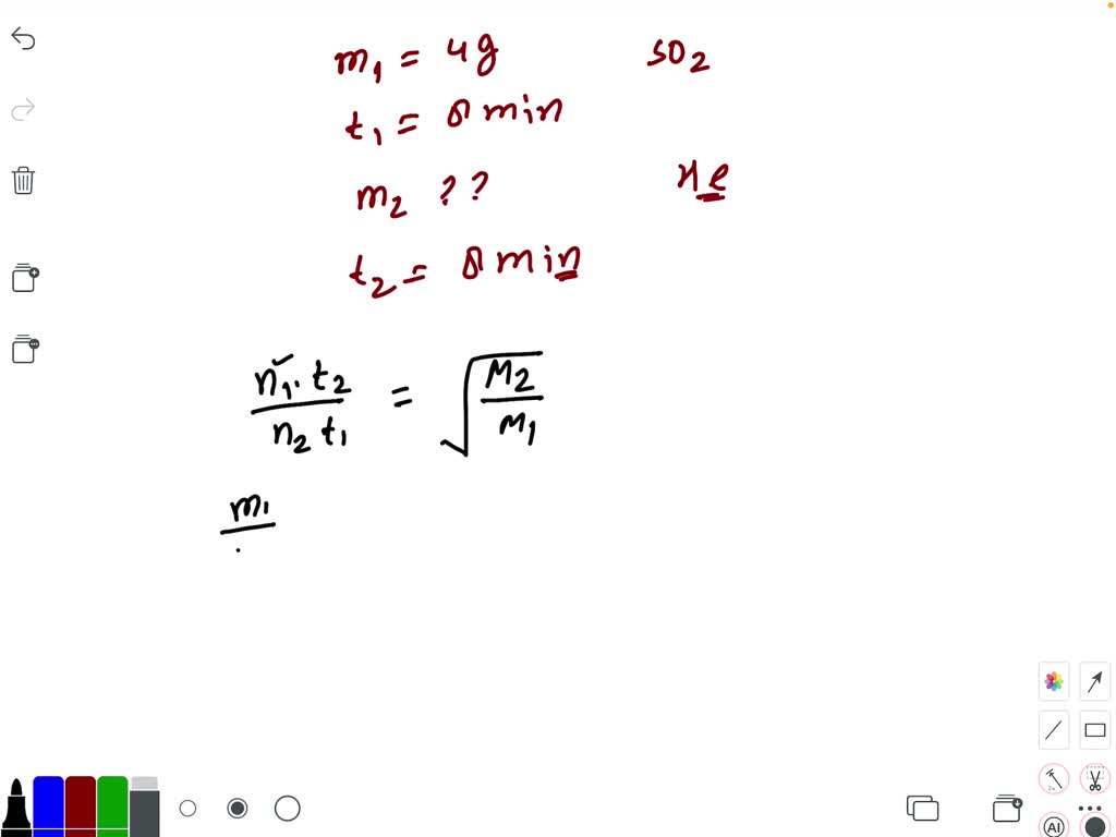 4 gm of sulphur dioxide gas diffuses from a container in 8 min. Mass of ...