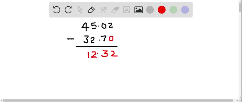 SOLVED:For Exercises 27-32, subtract the decimal numbers. Then round ...