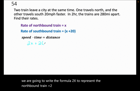 SOLVED:Two train leave a city at the same time. One travels north, and ...