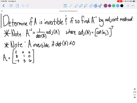 SOLVED:Decide whether the given matrix is invertible, and if so, use ...