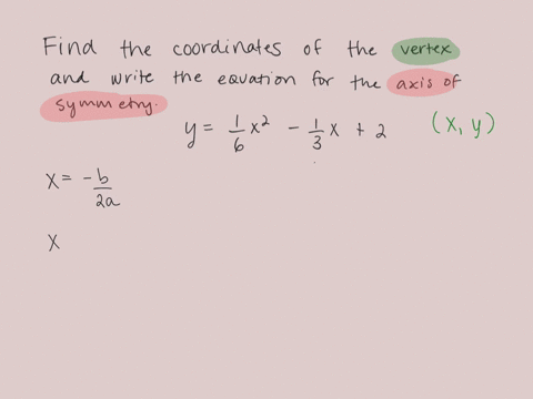 SOLVED:Find the coordinates of the vertex and write the equation of the ...