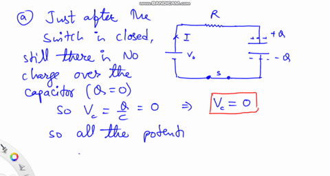 SOLVED:A capacitor in a single-loop \mathrm{RC} circuit is charged to 63 \% of its final voltage ...