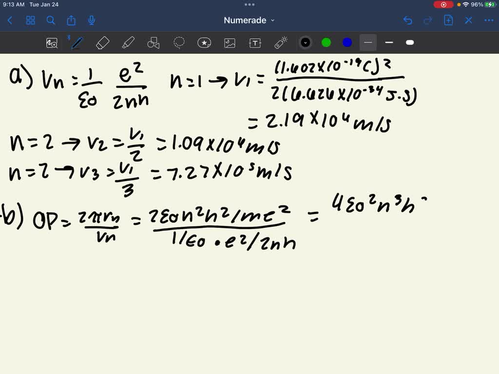 SOLVED:(a) Using the Bohr model, calculate the speed of the electron in a hydrogen atom in the n ...