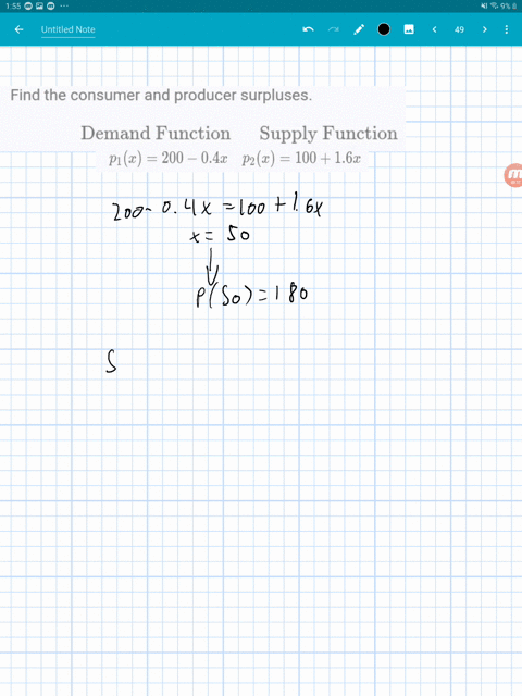 SOLVED:For each demand function d(x) and demand level x, find the ...