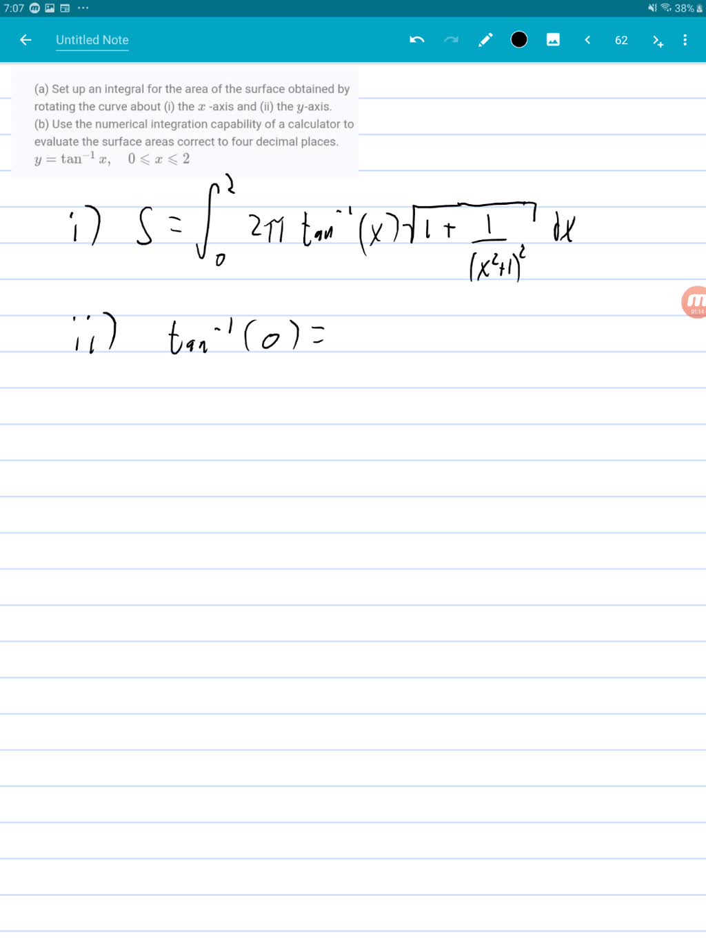 SOLVED:(a) Set up an integral for the area of the surface obtained by ...