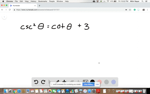 SOLVED:(a) Prove that (cotθ+cosec θ)^2 ≡(1+cosθ)/(1-cosθ) and hence, or otherwise, solve the ...