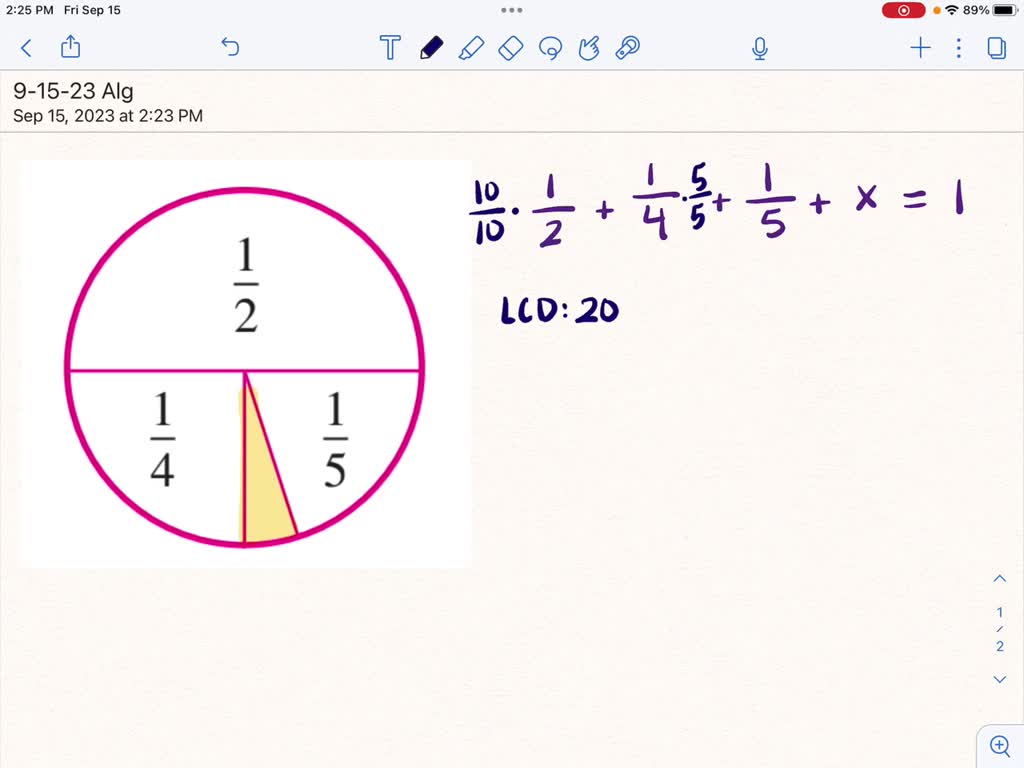 SOLVED:If the circle represents a whole, find the missing value ...