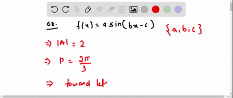 SOLVED:Graphical Reasoning In Exercises 65-68, find a, b, and c for the function f(x)=a sin(b x ...