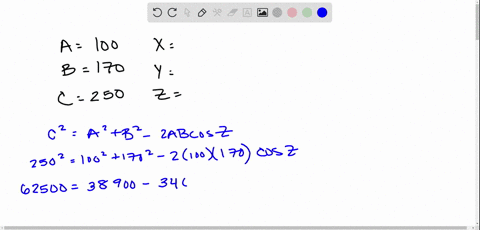 ⏩SOLVED:Let A, B, and C be the lengths of the three sides with X, Y ...