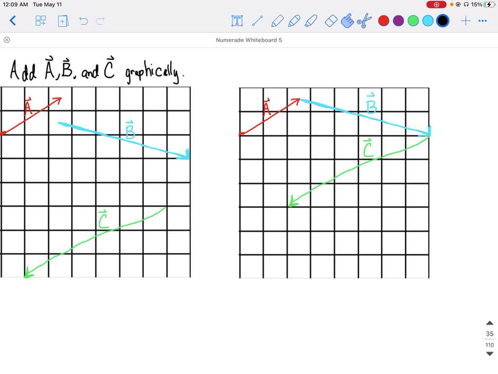 SOLVED:Add the three vectors A, B, and C⃗ graphically. SOLVED:Add the three vectors A, B, and C⃗ graphically.