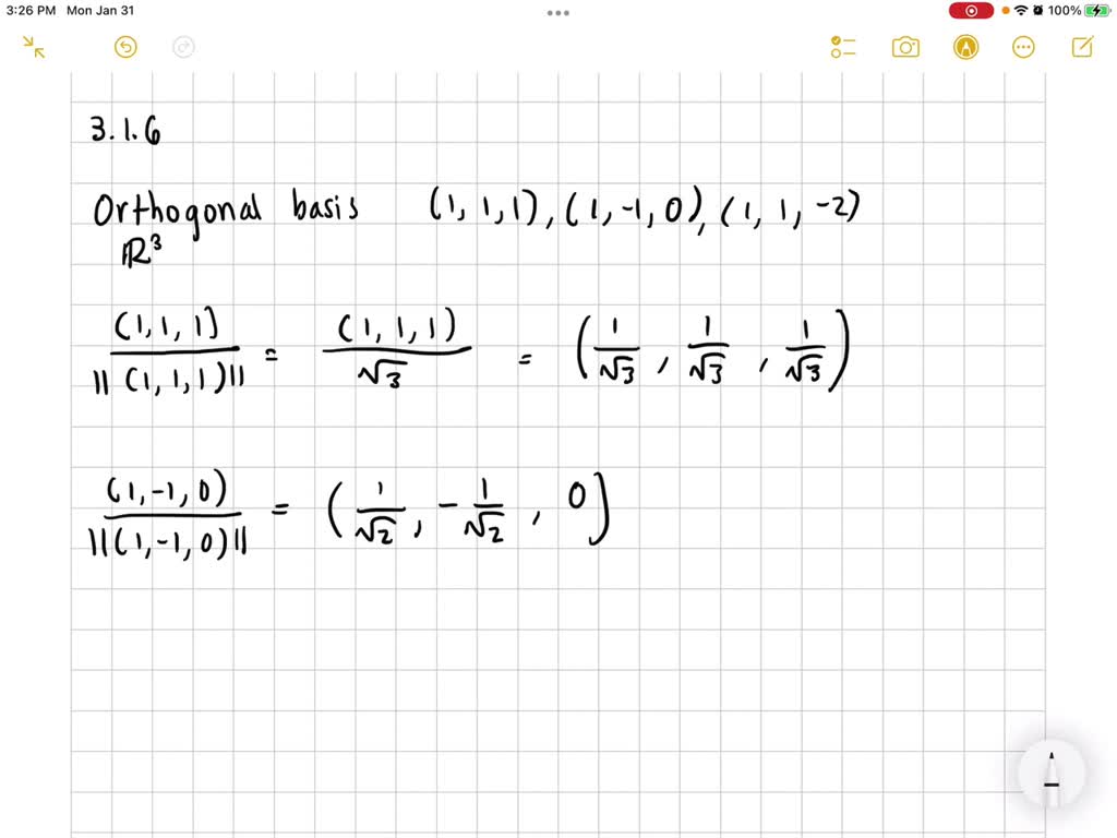 Find all vectors in 𝐑^3 that are orthogonal to (1,1,1) and (1,-1,0 ...