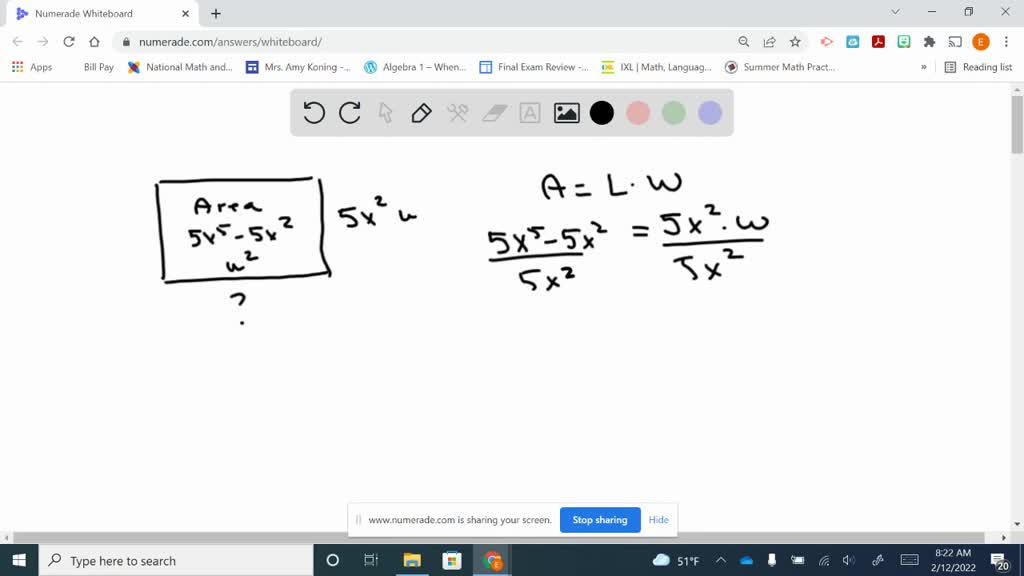 Write an expression for the length of each rectangle. (Hint: Factor the area binomial and recall ...