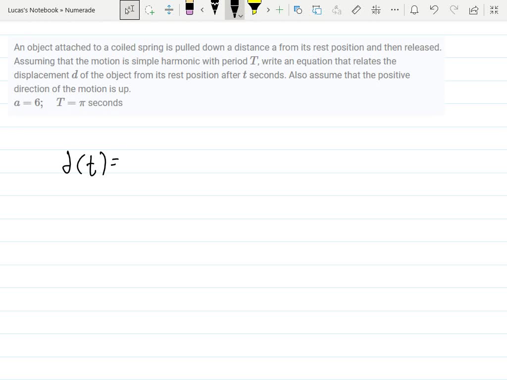 SOLVED:An object attached to a coiled spring is pulled down a distance a from its rest position ...