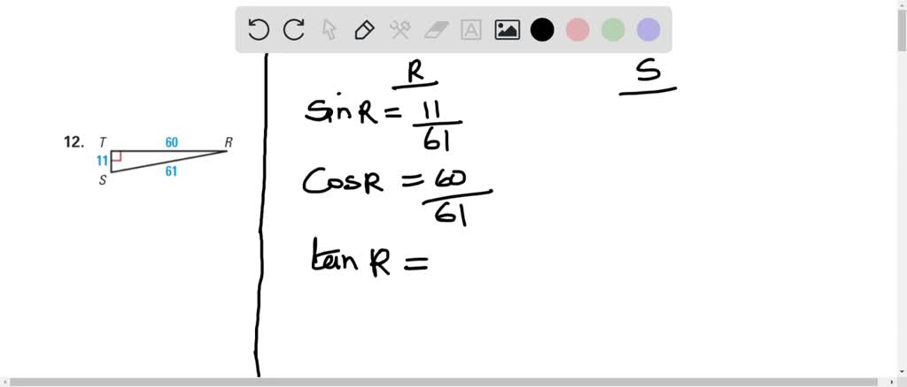 SOLVED:FINDING TRIGONOMETRIC RATIOS Find the sine, the cosine, and the ...