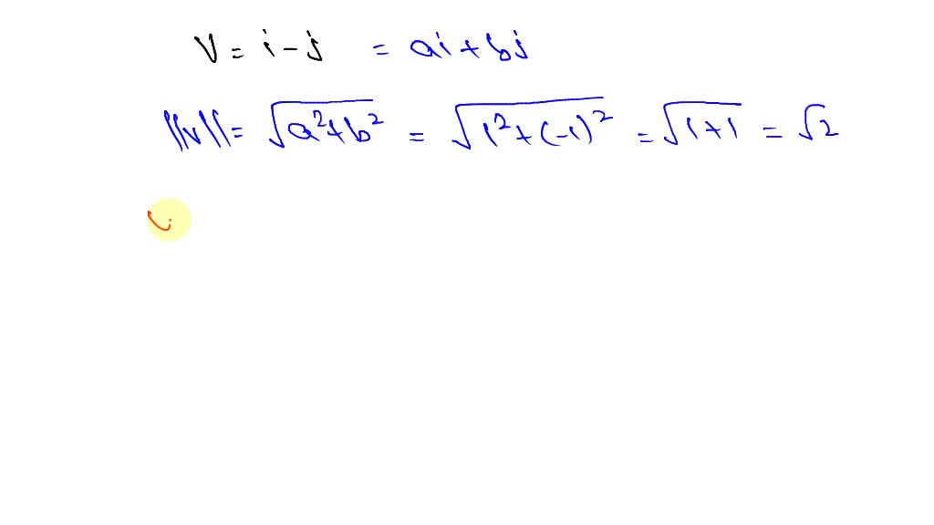 SOLVED:In Exercises 39-46, find the unit vector that has the same direction as the vector 𝐯 𝐯=𝐢-𝐣