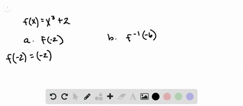 SOLVED:Given the one-to-one function f(x)=x^3+2, find the following ...