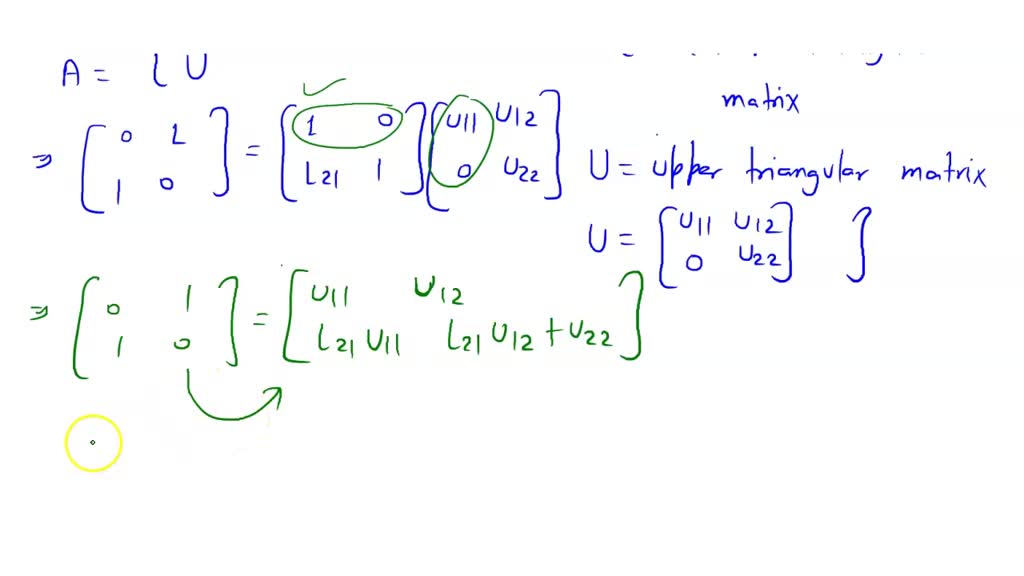 SOLVED:(a) Show that the matrix [ 0 1 1 0 ] has no LDU decomposition by showing that there are ...