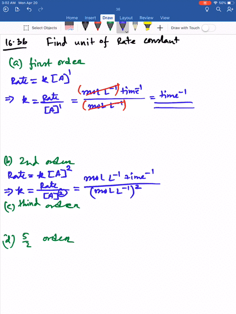 SOLVED:Without consulting Table 16.3, give the units of the rate ...