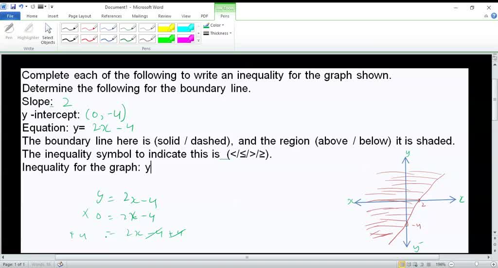 SOLVED:Complete each of the following to write an inequality for the ...