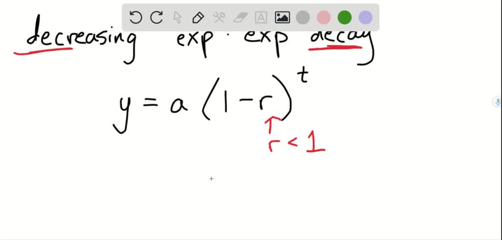 SOLVED:Give an example of: A decreasing exponential function with a ...