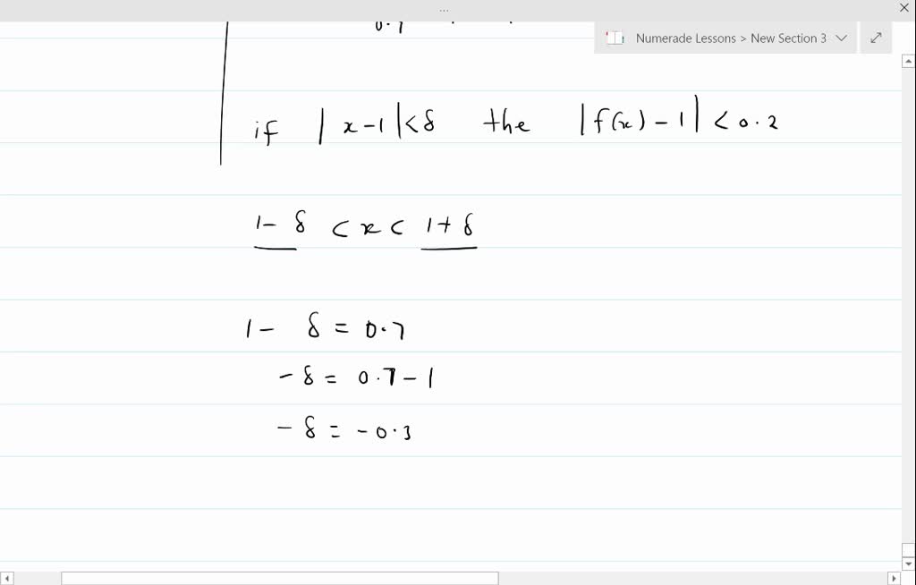 SOLVED:Use the given graph of f to find a number δsuch that if |x-1|