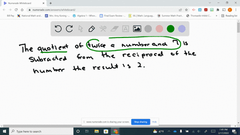 SOLVED:Rewrite each sentence using mathematical symbols. Do not solve ...