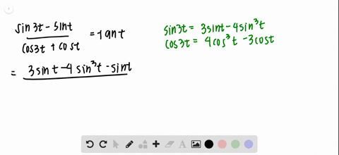 ⏩SOLVED:Prove that each equation is an identity. (sin3 t-sint)/(cos3… | Numerade