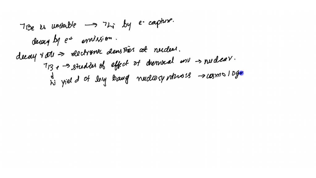 SOLVED: The nuclide ^7 Be is unstable and decays into ^7 L i by ...