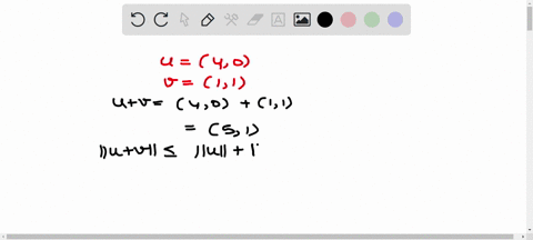 SOLVED: Verify the triangle inequality for the vectors 𝐮 and 𝐯. 𝐮=(4,0 ...